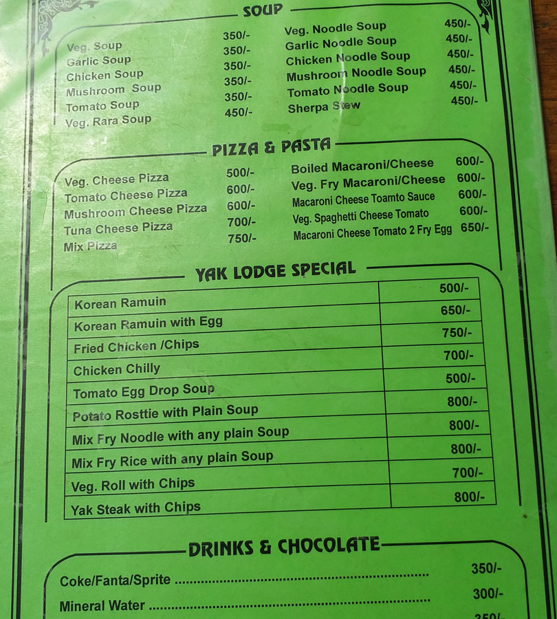 Teahouses and food on EBC Trek - Himalayan Glacier